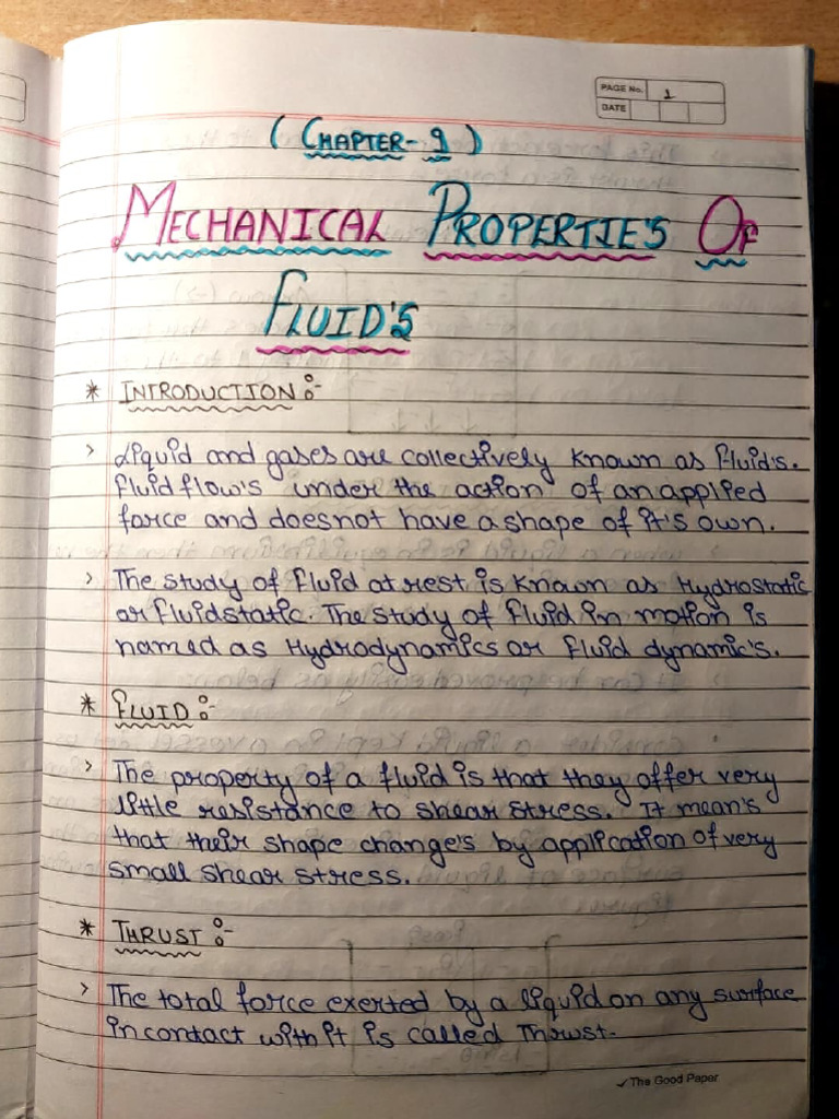 Mechanical Properties of Fluid 1 | PDF