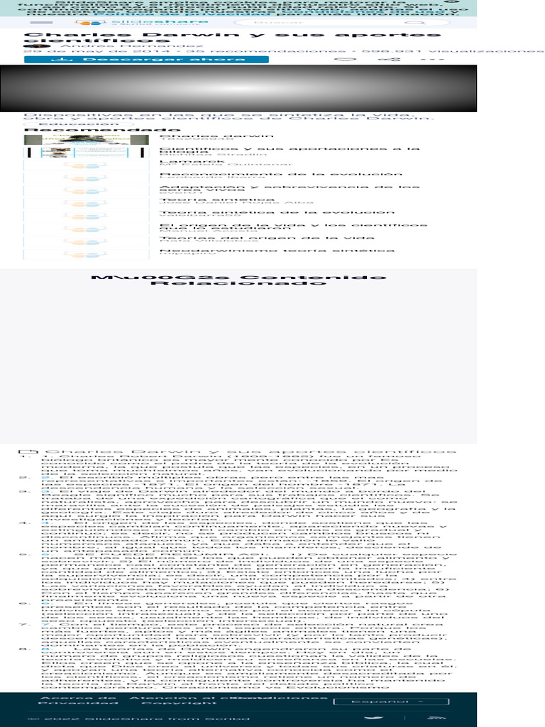 Charles Darwin y Sus Aportes Científicos | PDF | Evolución | Charles Darwin
