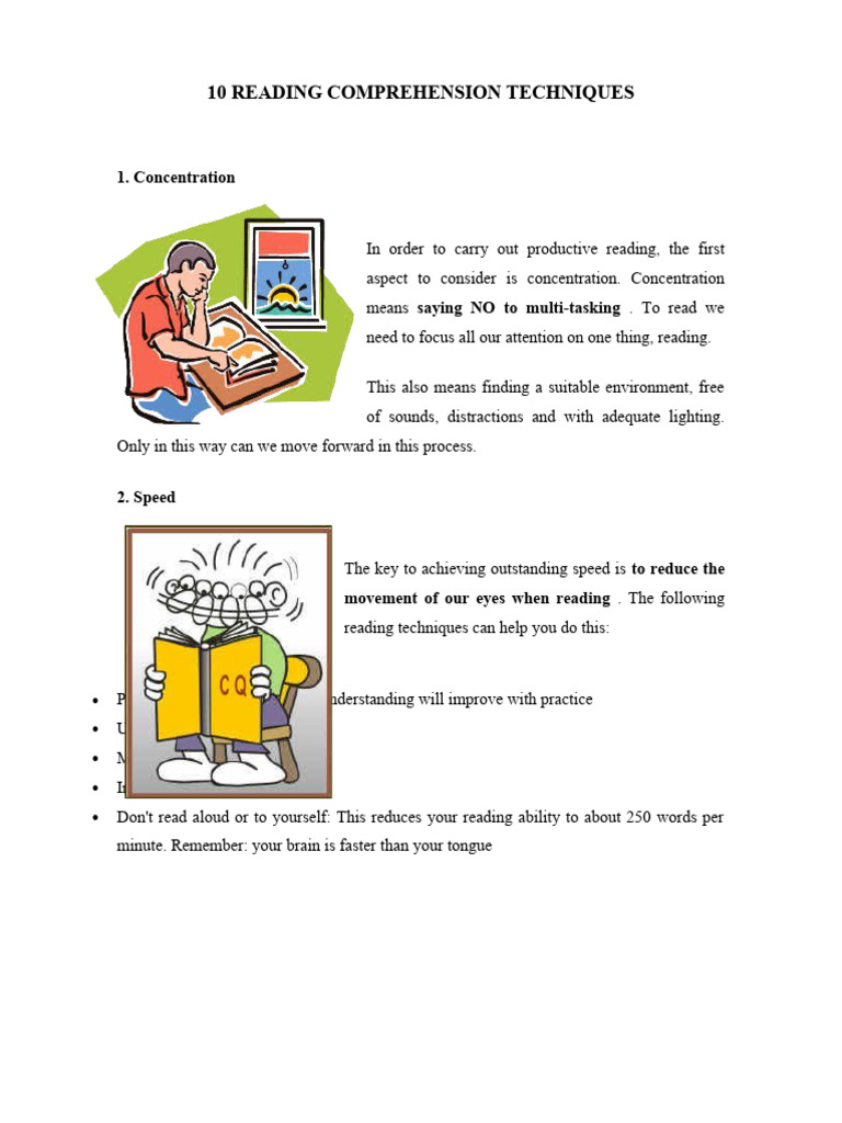 10 Reading Comprehension Techniques and 10 Study Techniquesdocx | PDF ...