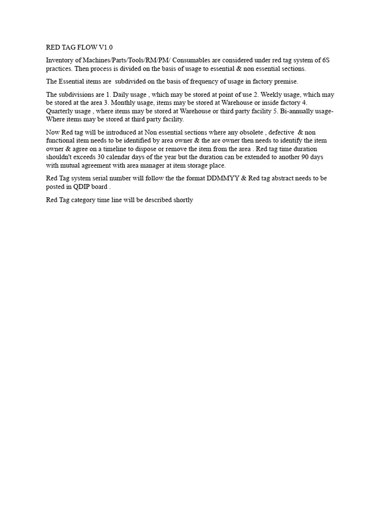 Red Tag Flow V1 | PDF