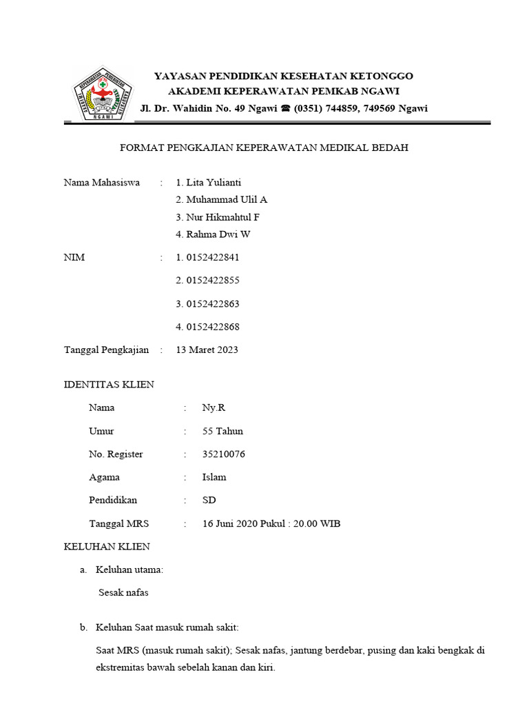 Pengkajian KMB 1 Kel | PDF