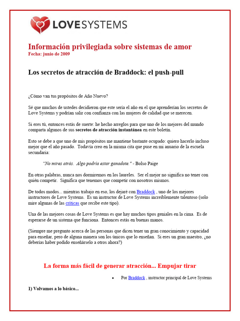 Love Systems Insider: El Tira y Afloja | PDF | Amor