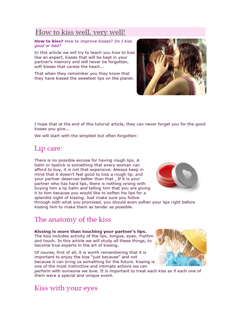 How To Kiss Well, Very Well | PDF | Kiss