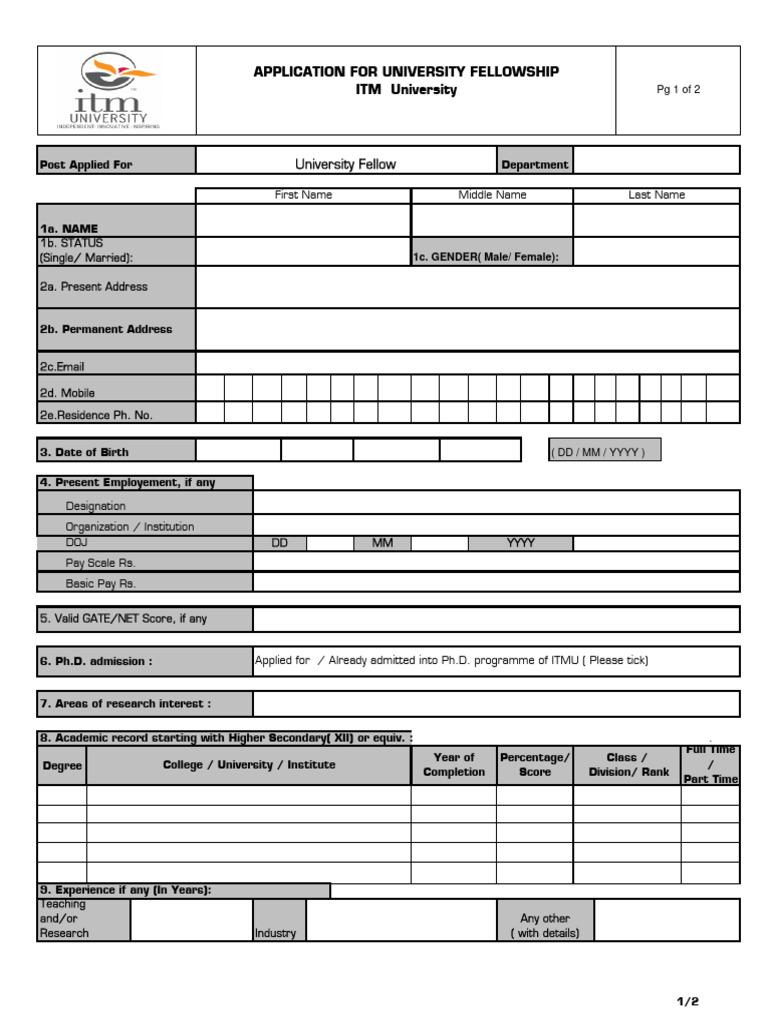 UF Application Form | PDF