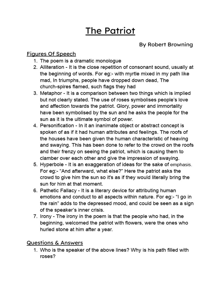 The Patriot | PDF | Poetry