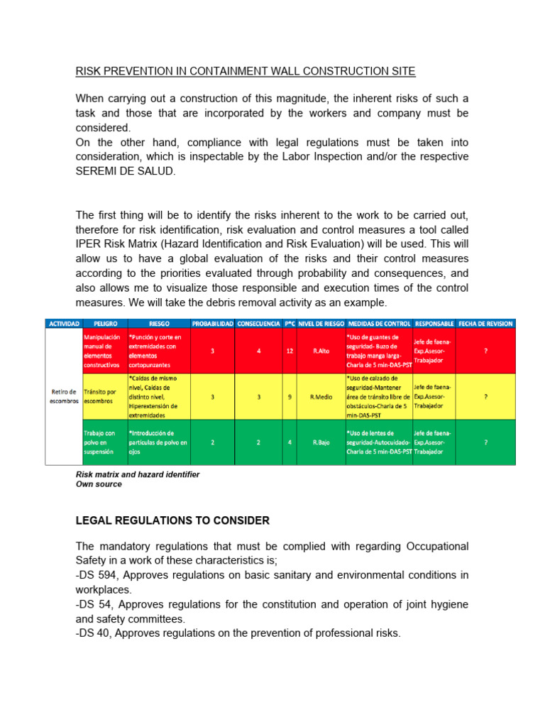 Risk Prevention in Retaining Wall Construction Site | PDF | Risk | Safety