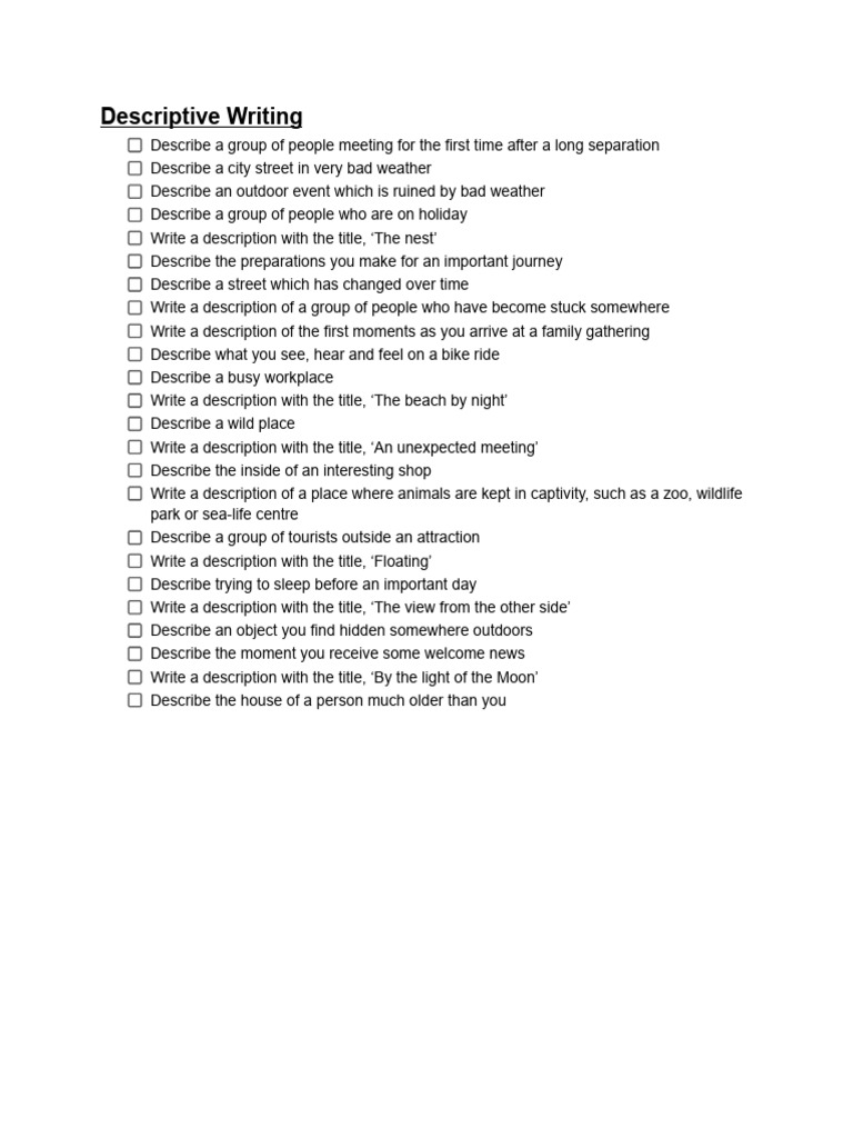 Descriptive & Narrative Writing Prompts | PDF