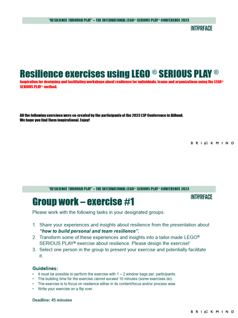Resilience Exercises Group 1-2 | PDF | Psychological Resilience | Lego