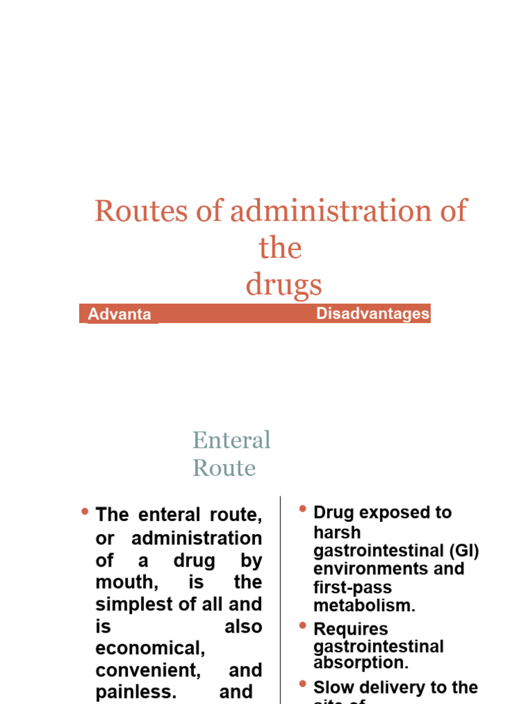 Enteral and Parenteral Drug Routes | PDF | Pharmacy | Pharmacology