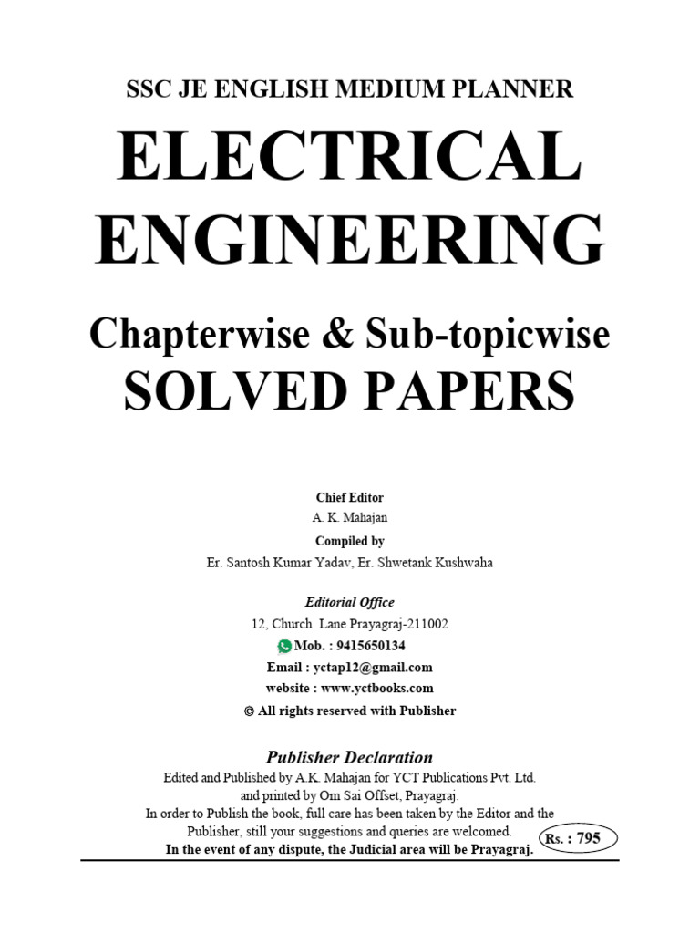 SSC JE Electrical Engineering Guide | PDF | Electric Motor | Electric ...