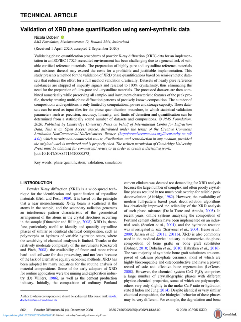 Validation of XRD Phase Quantification Using Semi Synthetic Data | Download Free PDF | X Ray ...
