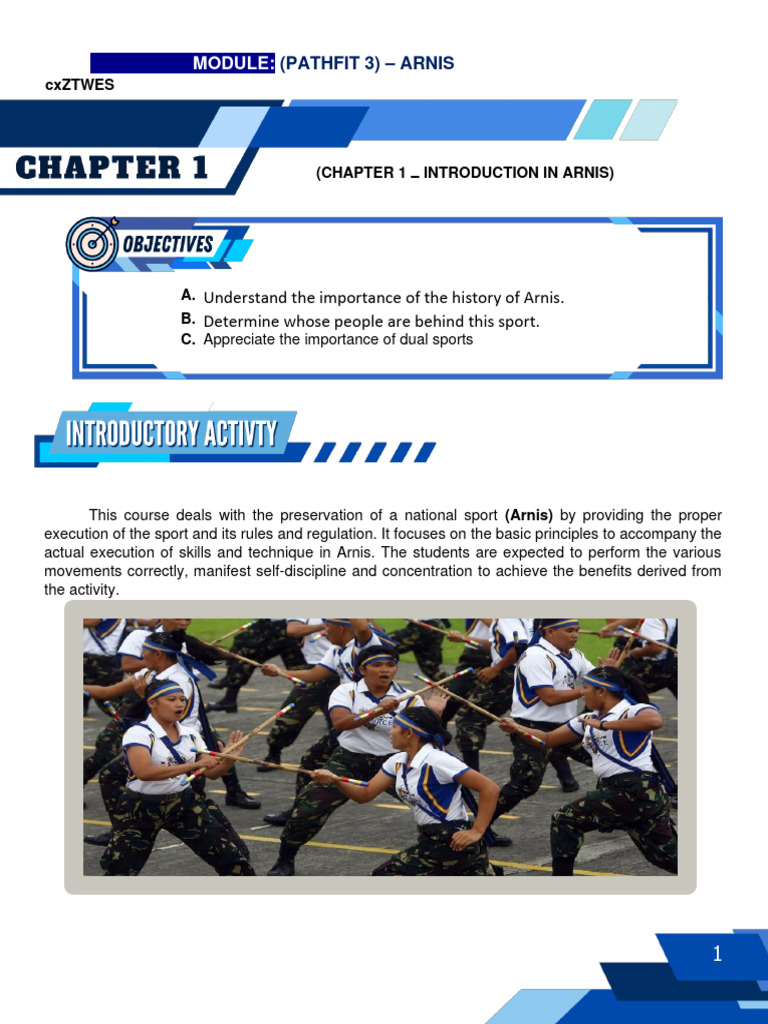 Pe 3 Pathfit 3 Chapter 1 Arnis | PDF
