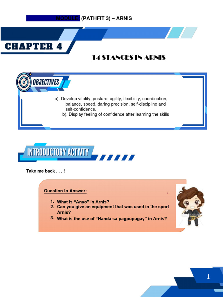 Pe 3 Pathfit 3 Chapter 4 Arnis | PDF | Foot