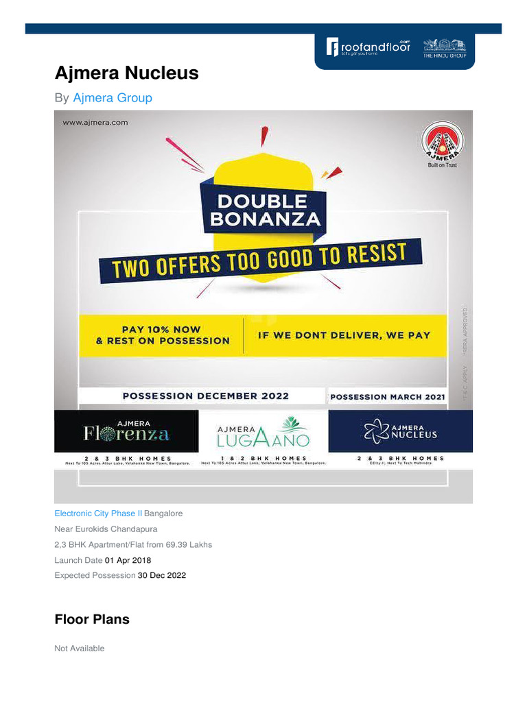 Ajmera Nucleus Apartments Bangalore | PDF | Law