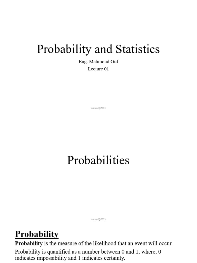 Probability and Statistics 1-ITI-PROBABILITY THEORY | PDF | Probability | Sampling (Statistics)