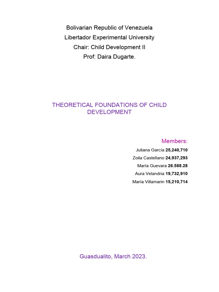 Theoretical Foundations of Child Development | PDF | Thought | Cognition