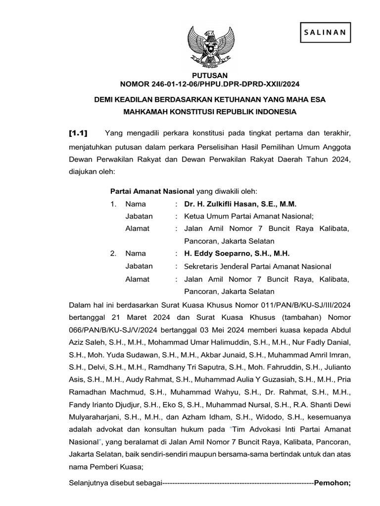 Putusan Mkri Phpu 246 | PDF | Politik