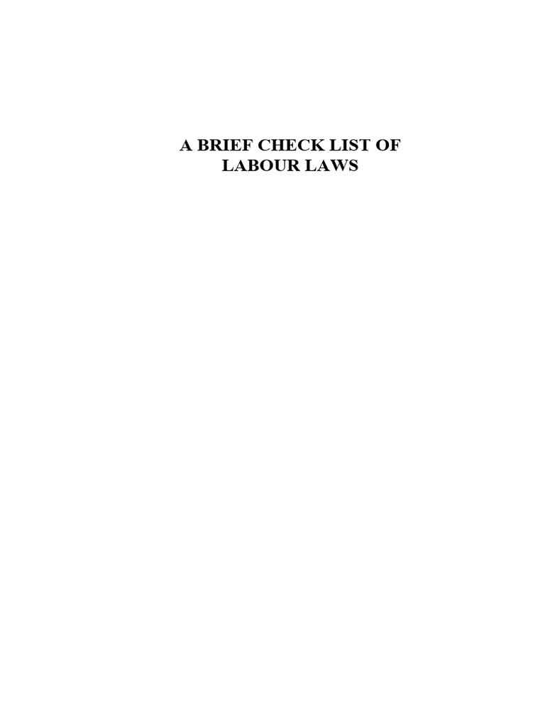 Labour Laws Checklist: Apprentices Act & Contract Labour | PDF ...