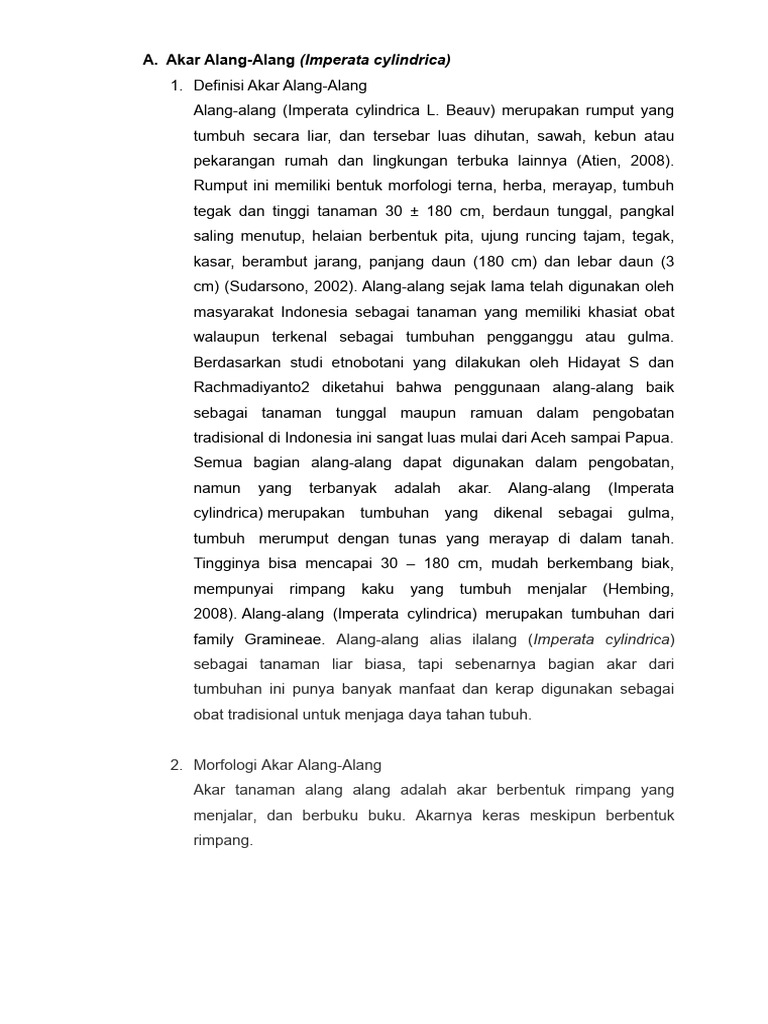 Manfaat dan Kandungan Akar Alang-Alang | PDF