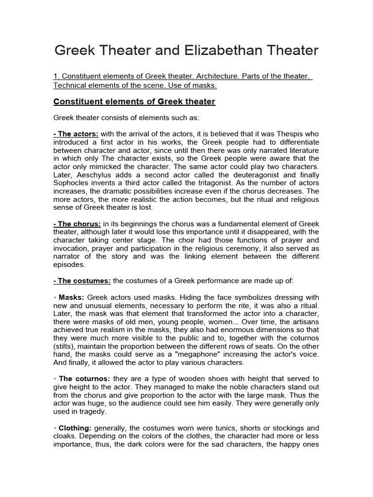 Greek Theater and Elizabethan Theater | PDF | Theatre | William Shakespeare