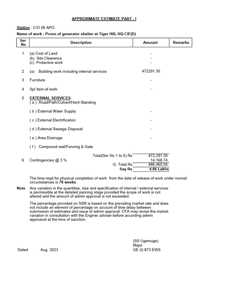 Provn of Genr Shelter at Tiger Hill | PDF | Concrete | Screw