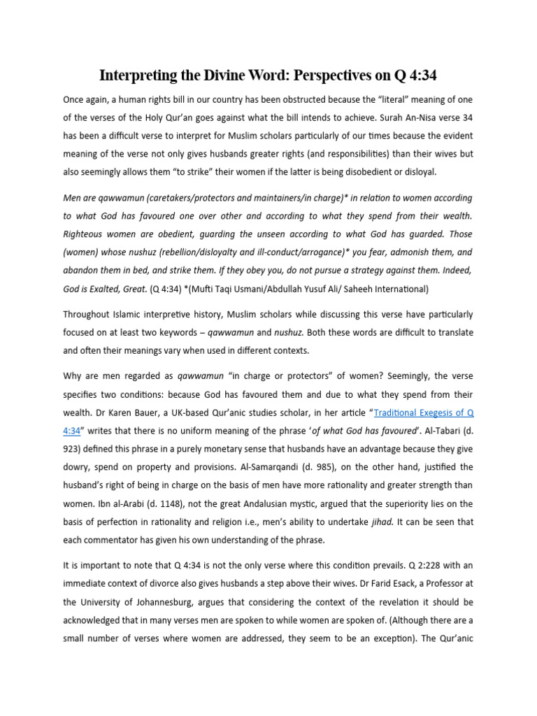Perspectives On Qur'an 4:34 | PDF | Abrahamic Religions