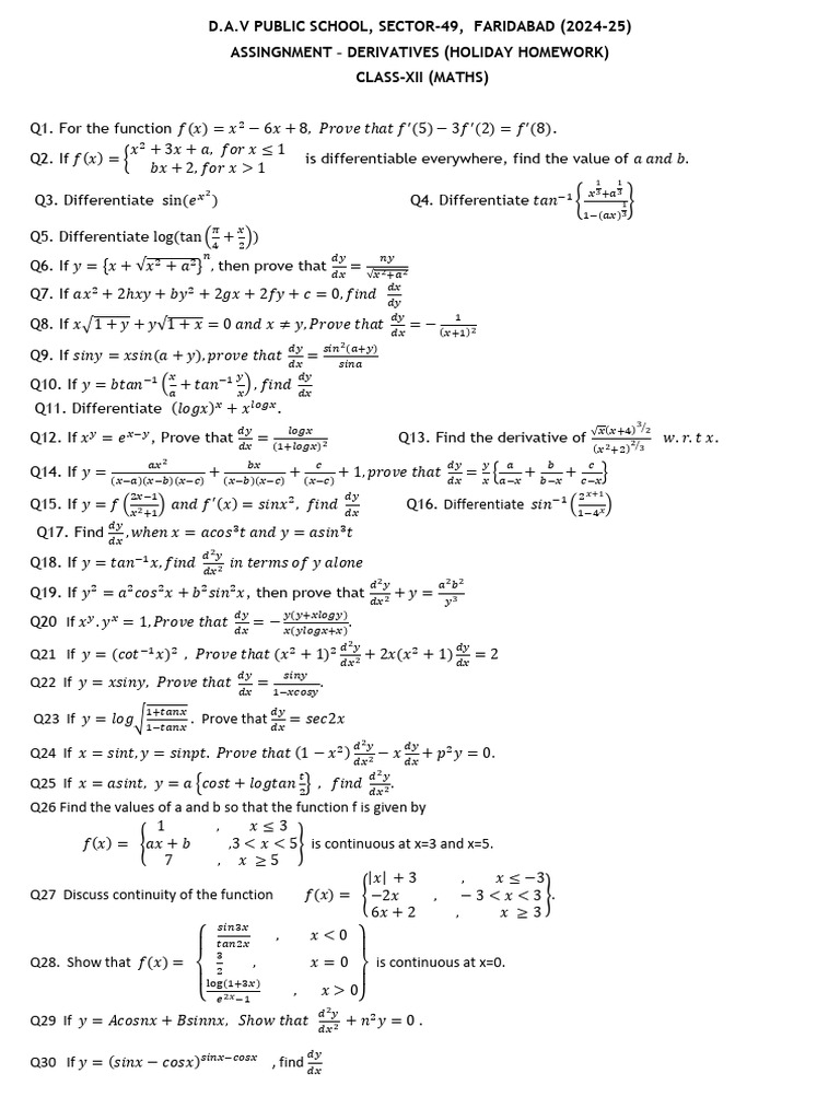 Assingnment On Differentiation | PDF