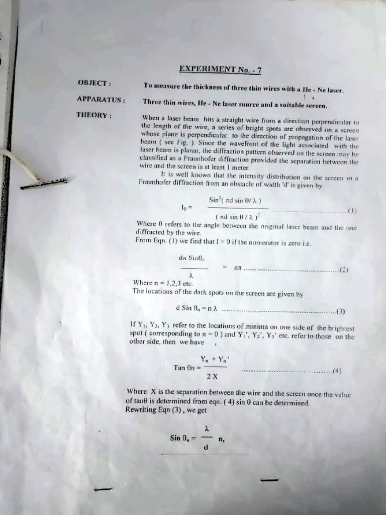 Exp 7 | PDF | Diffraction | Atomic