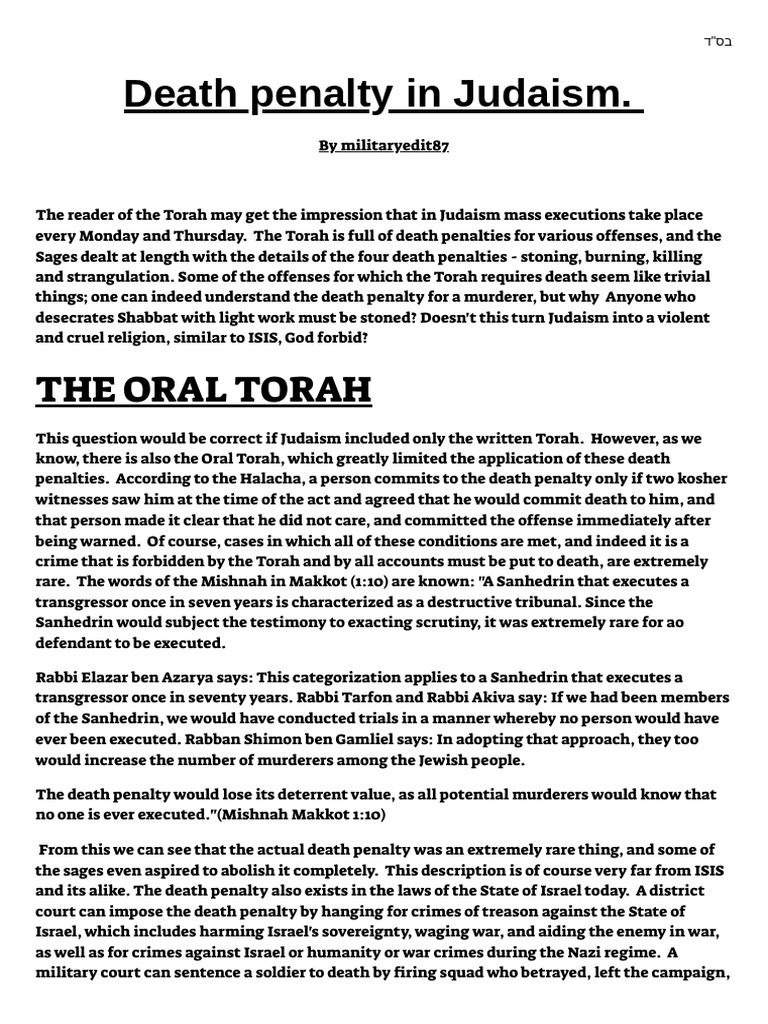 Death Penalty In Judaism 20240418 022727 0000 PDF Capital