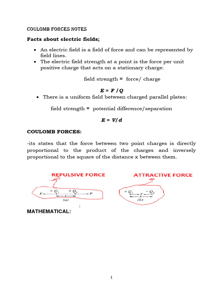 Coulomb Forces Notes | Download Free PDF | Electric Field | Force