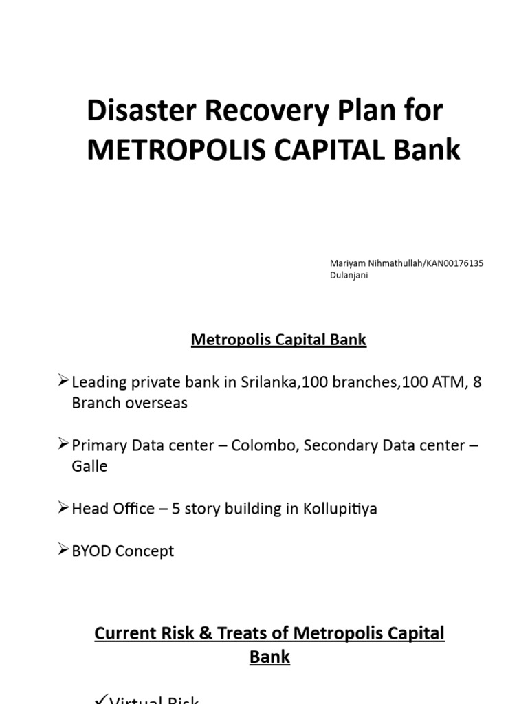 Disaster Recovery Plan For Metropolis Bank Pdf