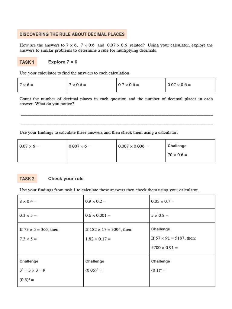 Discover The Rule About Decimal Places | PDF | Teaching Methods & Materials