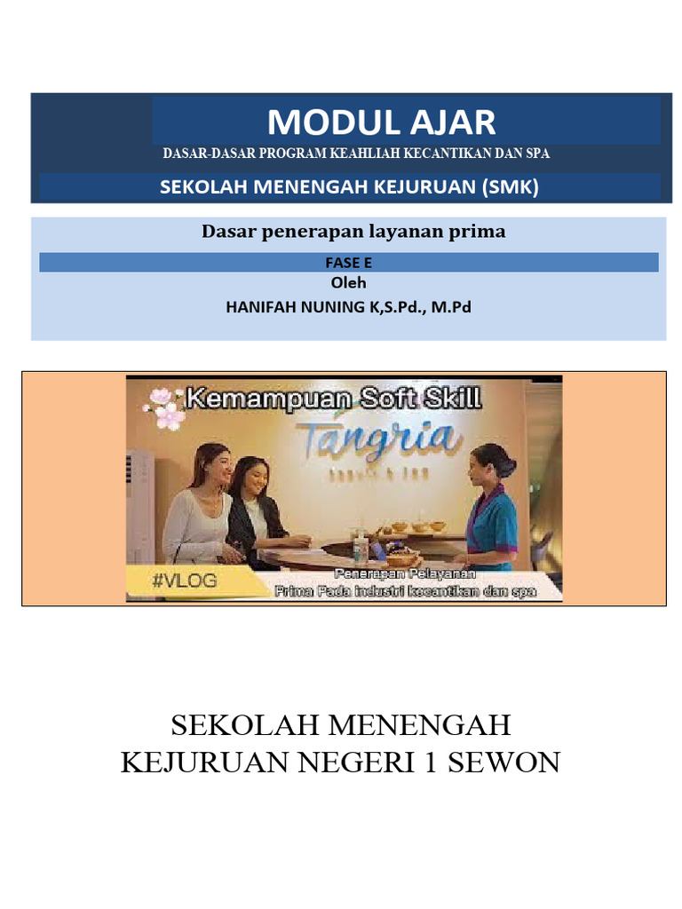 Modul Ajar Layanan Prima | PDF | Karier & Perkembangan | Seni