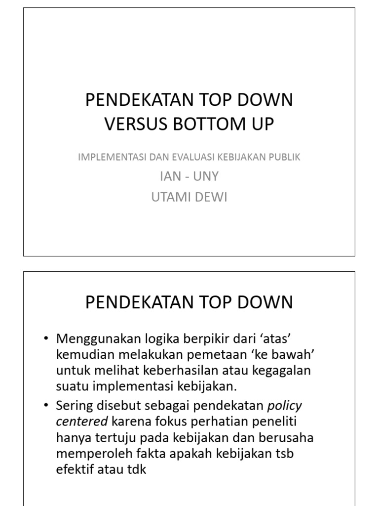 Pendekatan Top Down Versus Bottom Up | PDF