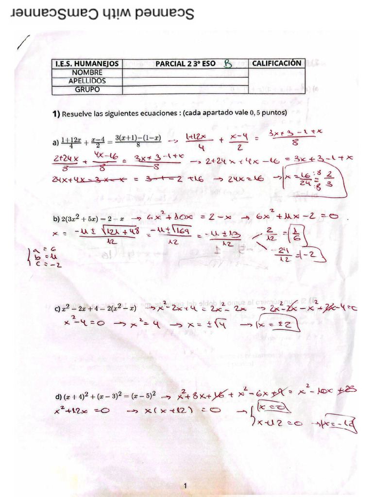 Soluciones Parcial 2 Segunda Evaluación 3B | PDF