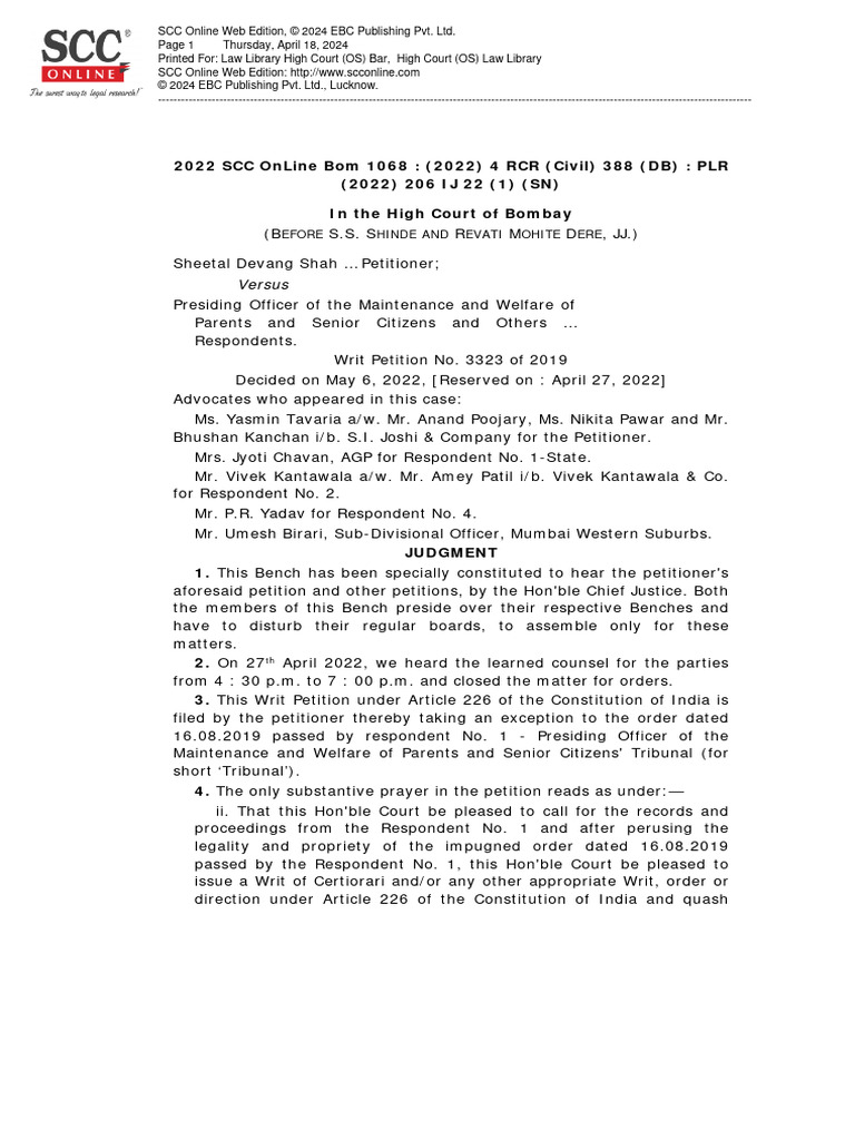 Bombay High Court Writ Petition 3323/2019 | PDF | Summary Judgment | Criminal Procedure In South ...