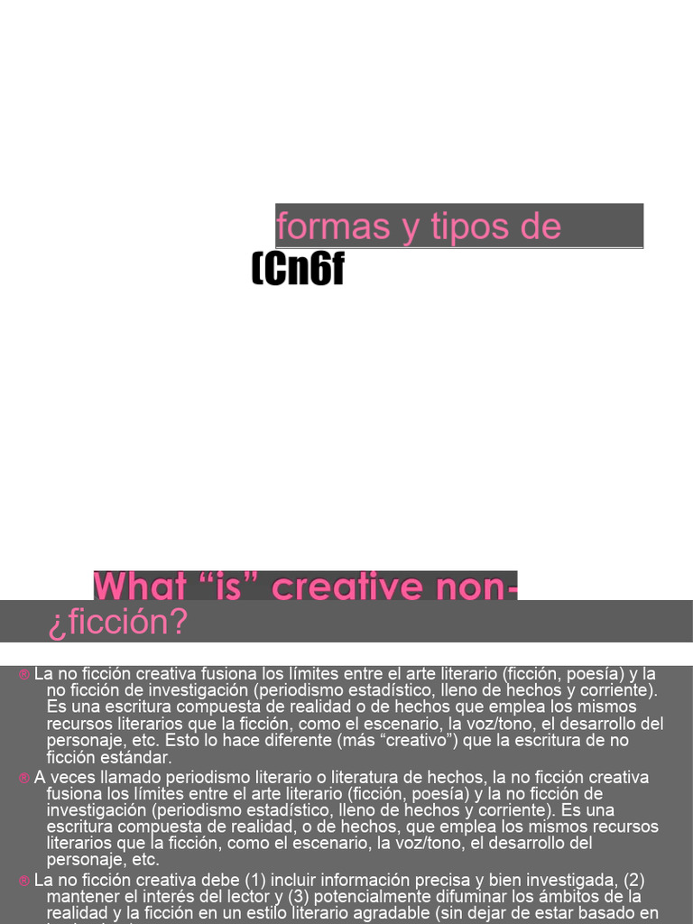 Formas y Tipos de No Ficción Creativa | PDF | Blog | No ficción