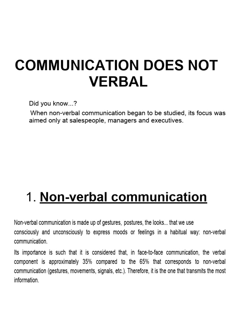 Nonverbal Communication Slides | PDF | Nonverbal Communication | Communication