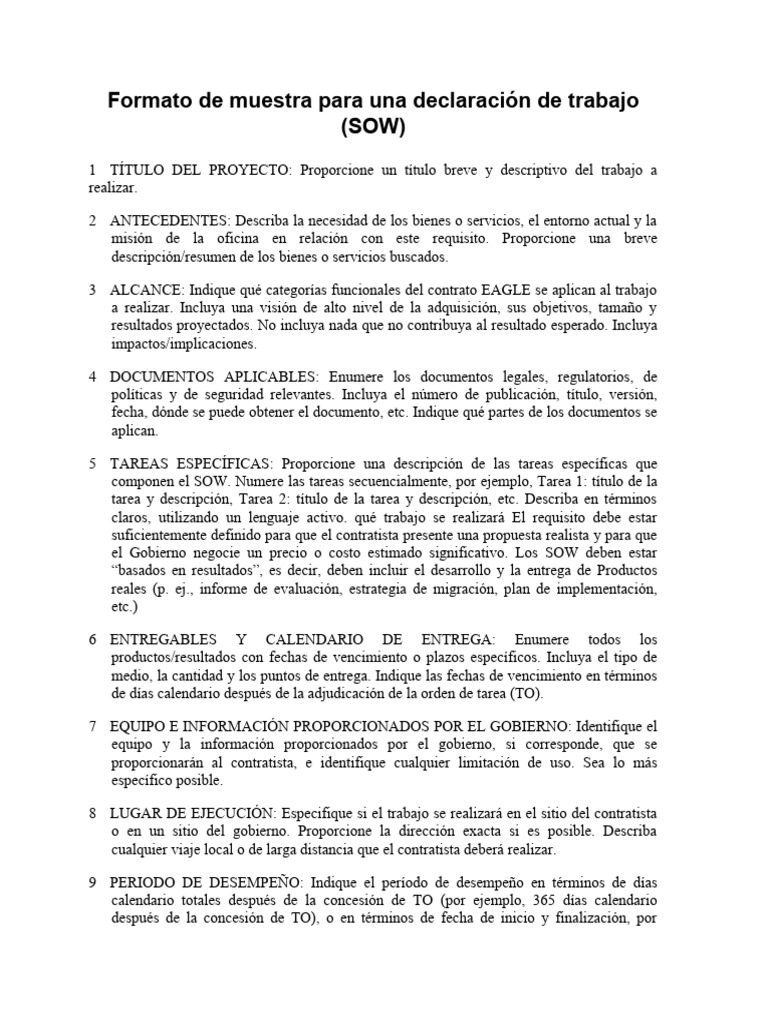Guía para Crear una SOW Efectiva | PDF | Calendario | Concesión (contrato)