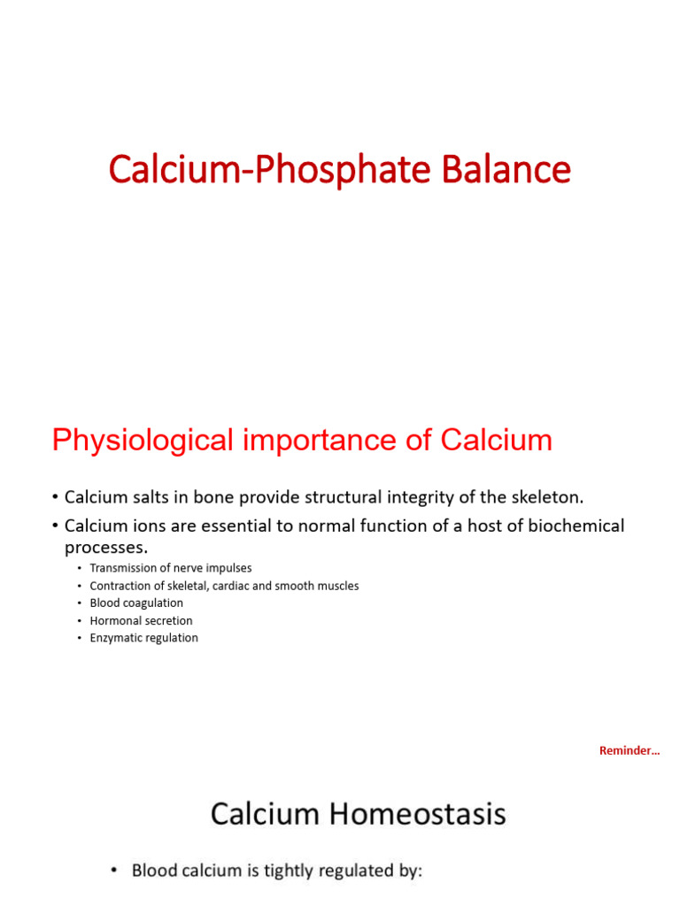 Calcium-Phosphate Balance (OY 2023) | PDF | Calcium In Biology | Physiology