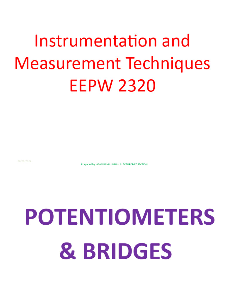 4) CLASS 5 - Potentiometer and Bridges | Download Free PDF | Computer Engineering | Electronic ...