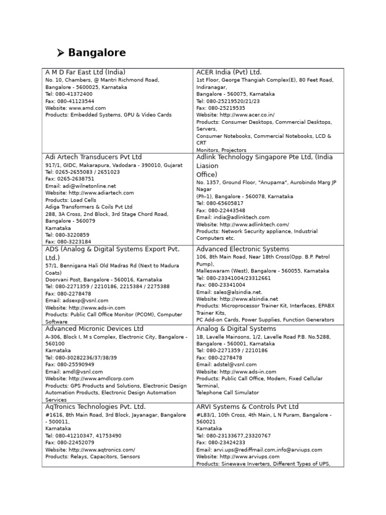 ECE Companies List | PDF | Power Supply | Telephone