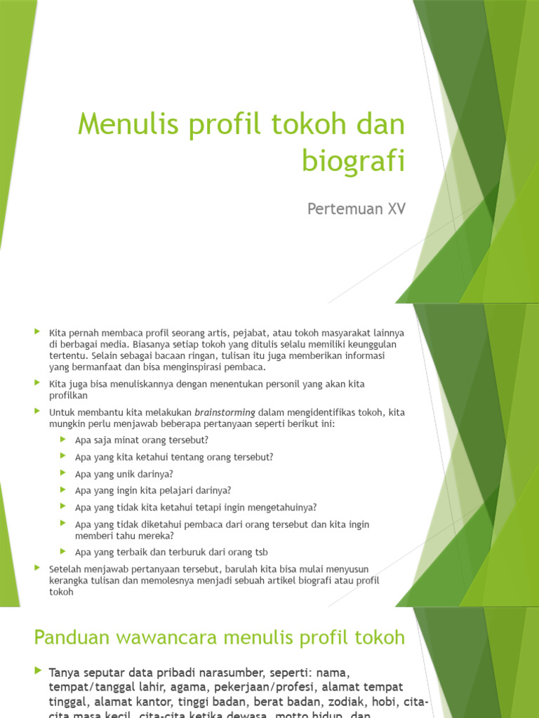 Menulis Profil Tokoh Dan Biografi | PDF | Pengembangan Diri