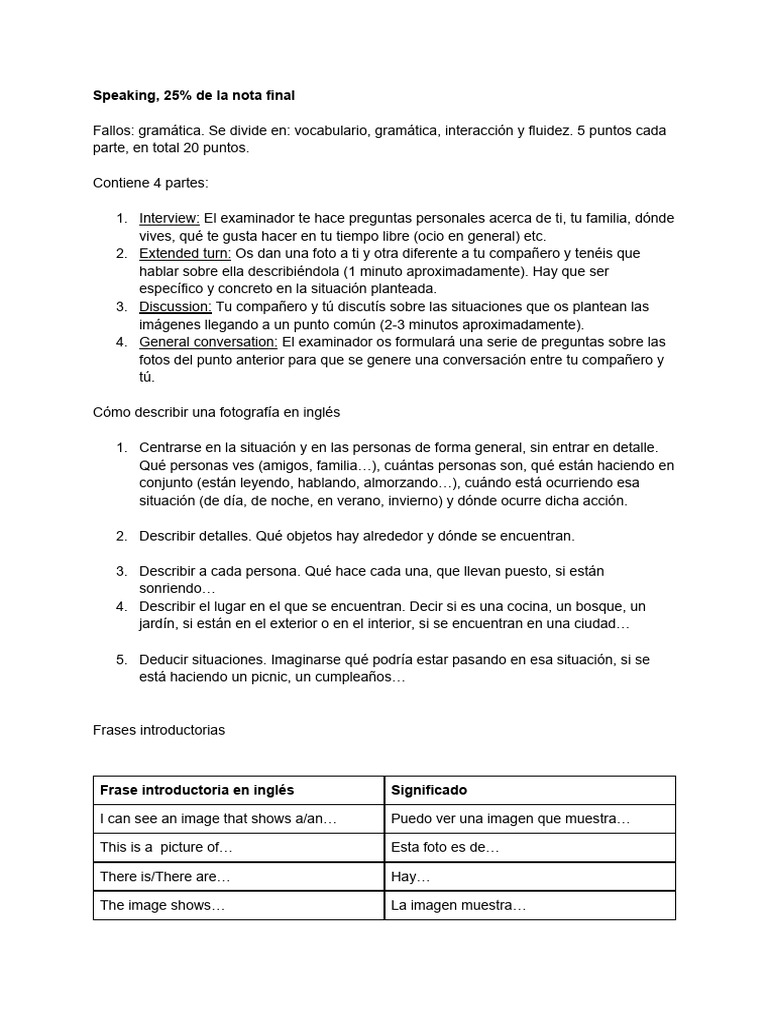 Guía para Describir Fotografías en Inglés | PDF | Música grabada ...