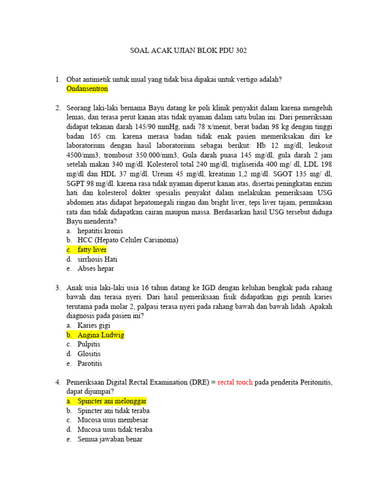 Soal Acak Ujian Blok Pdu 302 | PDF | Pengembangan Diri | Kesehatan Holistik