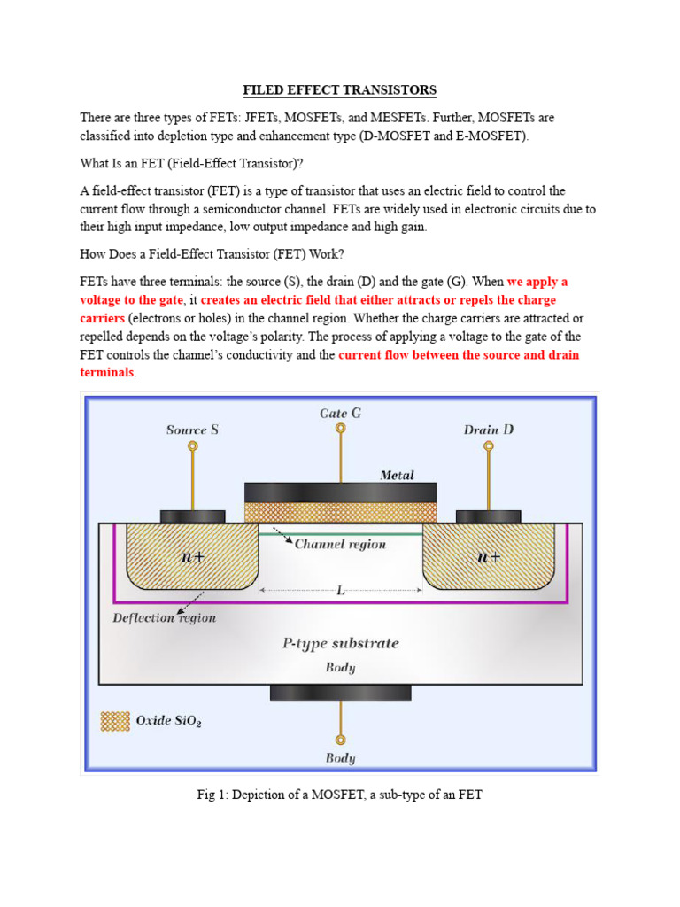 Filed Effect Transistors | PDF | Field Effect Transistor | Mosfet