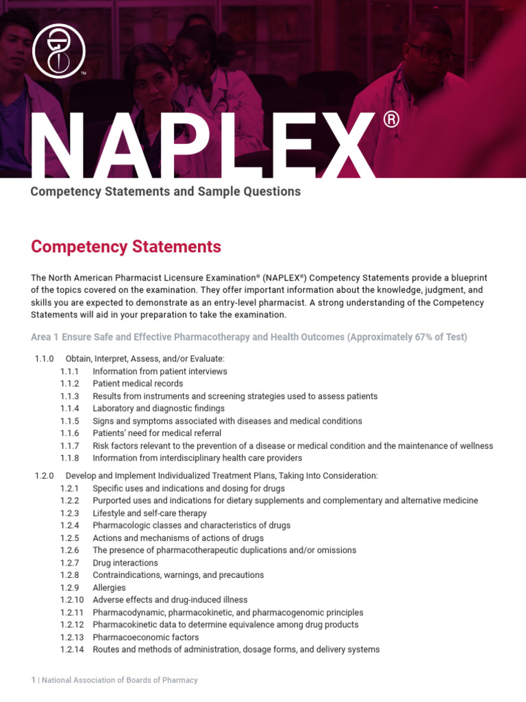 NAPLEX Competency Statements Overview | PDF | Pharmacy | Medicinal ...