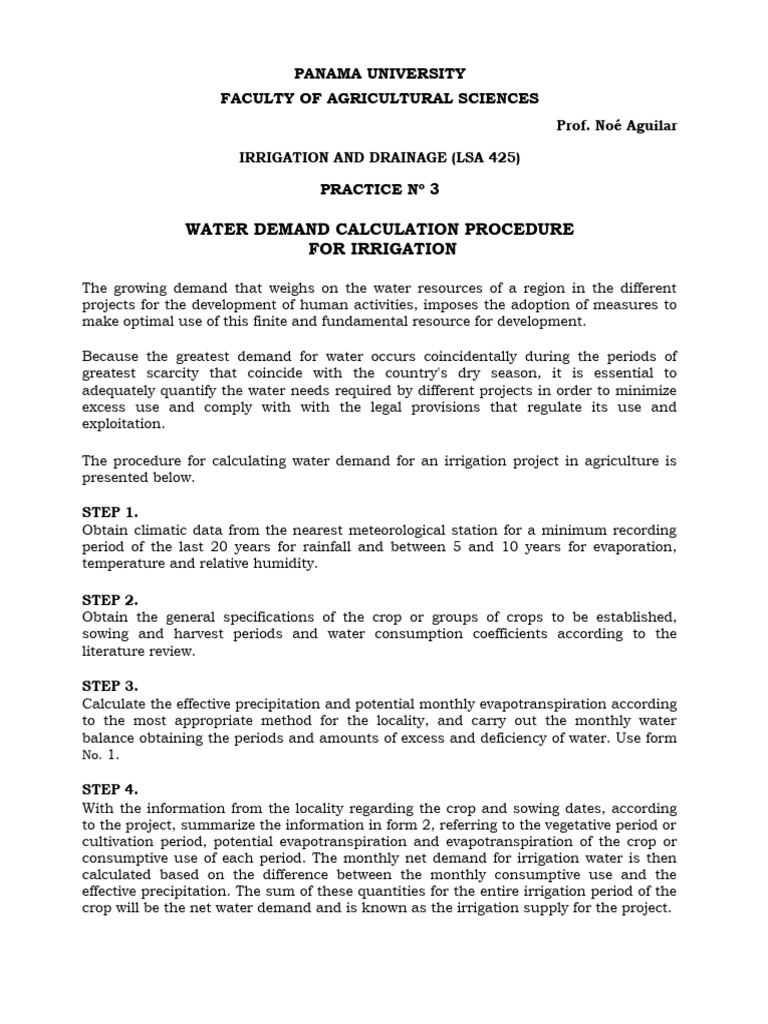 Water Demand Calculation for Irrigation | PDF | Irrigation | Water
