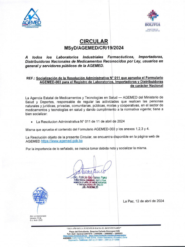 CIRCULAR 19 2024 - Rs | PDF | Farmacéutico | Farmacia