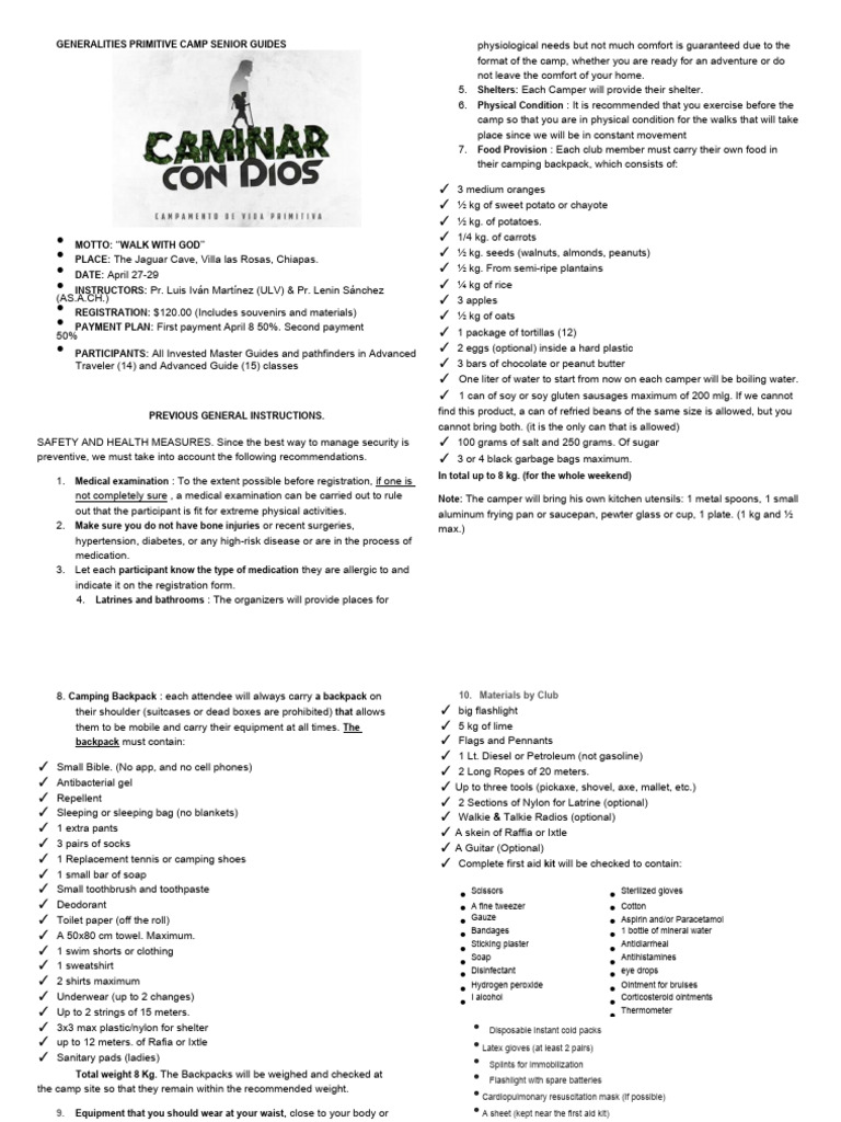 Primitive Camp Pamphlet | PDF | Knot | Camping